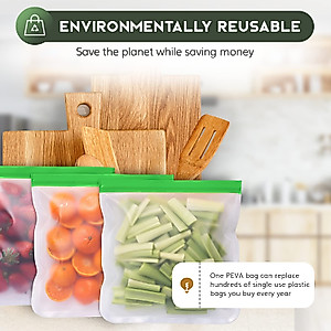 Greenzla Reusable Gallon Bags - 8 Pack - EXTRA THICK Reusable Freezer Bags - BPA Free, Easy Seal & LEAKPROOF Food Storage Bags for Marinate Food, Fruits, Sandwich, Snack, Meal Prep, Travel Item