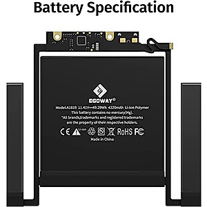 E EGOWAY A1706 Battery, A1819 Laptop Replacement Battery for MacBook Pro 13 inch Touch Bar (Late2016 Mid2017), Easy-to-Install Replacement Battery A1706 with Tools, EMC3071 EMC3163 [11.41V/4320mAh]