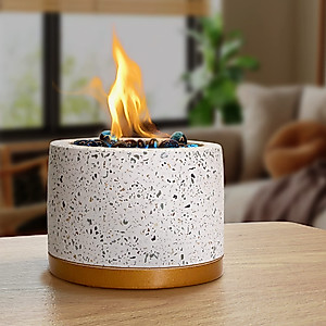 Sonefreiy Tabletop Fire Pit, Small Portable Table Top Fire Bowl, Smokeless Ethanol Fireplace for Indoor Outdoor, Mini Concrete Tabletop Fire Pit for Small Fireplace, for Family Friends