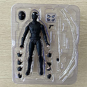SHFiguarts Spider Man Far from Home Peter Parker Black Spiderman Stealth Suit 5"/14 cm Joints Moveable Action Figure Collectable Model Ornaments Toy Box Set