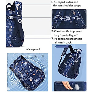 ETAISHOW Geometric Print Backpack for Girls Kids Bookbag for Elementary Middle School