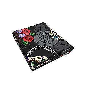 Perinsto Sugar Skulls Hand Towel Day of The Dead Decorative Fingertip Towels Multipurpose for Bathroom Kitchen Gym and Spa, 27.5" X 15.7"