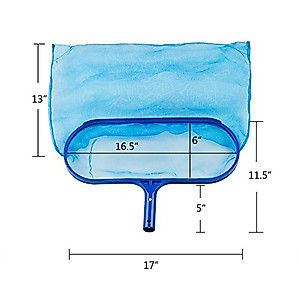 ATIE Pool Spa Leaf Skimmer Rake Net with Deep Pocket for Removing Leaves & Debris, Perfect for In-ground Pool and Above Ground Inflatable Pool