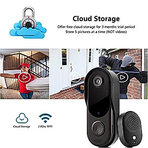 Doorbell Camera Wireless WiFi with Chime, Smart Security Camera Video Doorbell ,Two Way Audio, Cloud Storage