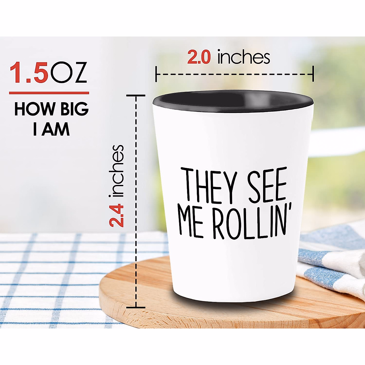 Bubble Hugs Veterinarian Shot Glass 1.5oz - they see me rollin' - Pathologist Med Tech Animal Lover Pet Veterinary Clinic Doctor Funny Gag Joke