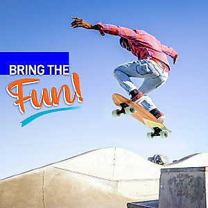 SereneLife Complete Standard Skateboard Mini Cruiser - 6 Ply Canadian & Bamboo Maple Deck Complete Double Kick Skate Board W/ 5" Aluminum Trucks - for Kids, Teens, Adults - SereneLife SL5SBGR (Aqua)