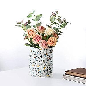 LEAZUL Kitchen Utensil Holder,7.2″Extra Large Stable Terrazzo Marble Pattern Ceramic Utensil Crock,Utensil Organizer for Countertop,Kitchen Decor,Utensil Holder for Housewarming,Wedding Gift Blue