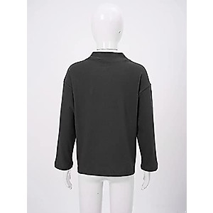 Xnihocha Kids Boys Girls Turtleneck Thermal T-Shirts Long Sleeves Tops Cotton Tee Undershirts Black 9-10 Years