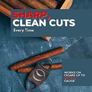 Mantello Stainless Steel Cigar Cutter- Large Premium Cigar Cutters - Cuts Up to 60 Gauge Cigar - Cigar Cutter Guillotine, Double Cut Blade in Gift Box, Gifts for Men, Groomsmen Cigar Cutter