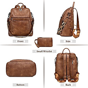 AGLOD Leather Backpack Purse for Women Fashion Ladies Multipurpose Designer Handbags Shoulder Bag Teens Girls Travel Bag Casual Daypacks with Wristlet