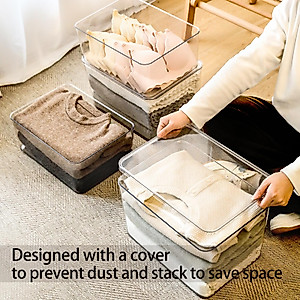 Sgoostood Lidded Plastic Storage Bins Set Clear Desk Basket Box Organizer Kitchen Container Clothes Laundry Closet Cabinet Shelf, Organization and Storage for Shelves Office Bathroom(clear 3XL+2M)