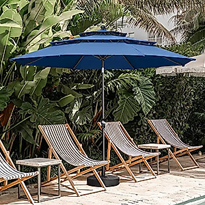 DOIT 10Ft Patio Umbrella with 8 Sturdy Ribs,Outdoor Table Market Umbrella Three Tires Roof with w/Tilt Adjustment and Crank for Garden,Deck,Backyard,Pool (No Base)