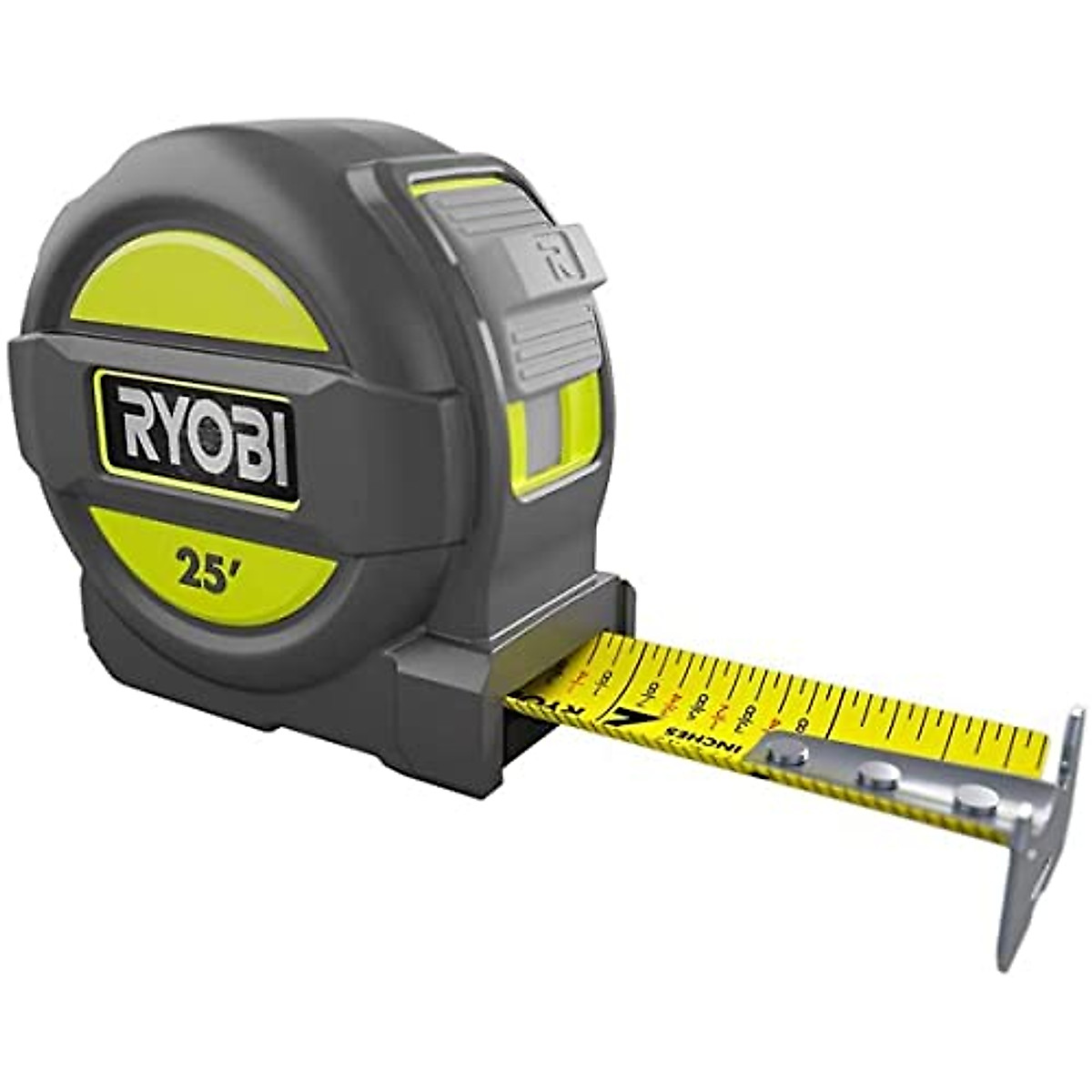 Ryobi 25 ft. Tape Measure with Overmold and Wireform Belt Clip