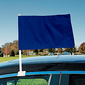 Solid Bue Car Window Clip Flag Fade Resistant Vehicle for Patriotic, Sports Events, Parades - Premium - Double Side Printing (Pack of 100)