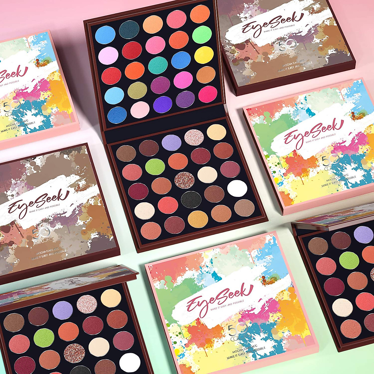 EYESEEK Eyeshadow Palette Matte 50 Colors High Pigmented Colorful Eyeshadow Makeup Palette Shimmer Bright Color Eye Shadow Powder Easy To Blend Long Lasting Waterproof Makeup Pallet #Neon