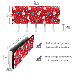 Coat Rack Rail Wall Mounted, 7 Inches, 4.4lb(Max), Leather Hanger Hooks for Hat Towel Coat Key Purse Red Gift Xmas Tree
