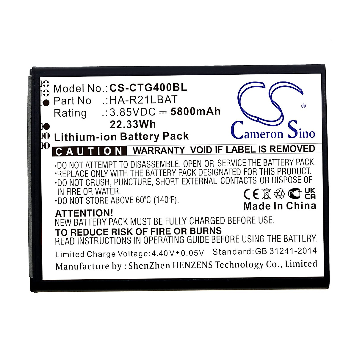 Replacement Barcode Scanner Battery for C-asio IT-G400 3.85V 5800mAh