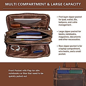 Luxorro Full Grain Leather Briefcase for Men, Top Choice Gifts, Handcrafted Laptop Bag with Multiple Compartments and Brass Hardware, Fits 15.6 Inch Laptop