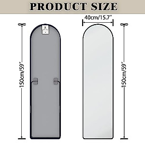 SUPPNEED 59"x15.7" Arched Full Length Mirror, Large Arched Mirror Floor Mirror with Stand, Bedroom Mirror, Modern Arched Shape Wall Mounted, Hanging or Standing, Gold