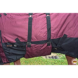 HILASON 1200D Turnout Light Winter Waterproof Horse Sheet Wine| Horse Blanket - 84 Inches | Horse Blankets for Winter Waterproof | Horse Turnout Blanket | Horse Turnout