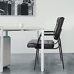 ZenStyle Office Leather Guest Chairs, Office Reception Chairs Executive Side Chair with Bonded Leather and Black Metal Frame for Waiting Room, Conference