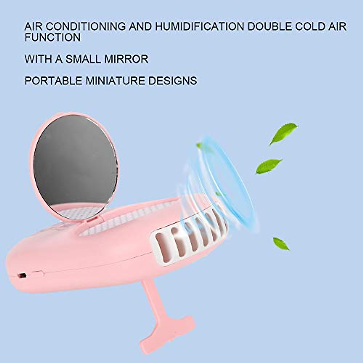FILFEEL Eyelash Fan for Lash Extensions Small Portable Fan Mini USB Fan Rechargeable Air Conditioning Cooling Fan Eyelashes Extension Glue Dry Blower with Mirror(Pink)