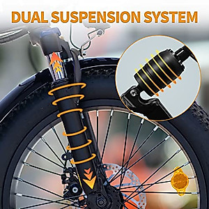 Jasion EB7 2.0 Electric Bike for Adults, 500W Motor 20MPH Max Speed, 48V 10AH Removable Battery, 20" Fat Tire Foldable Electric Bike with Dual Shock Absorber, and Shimano 7-Speed Electric Bicycles