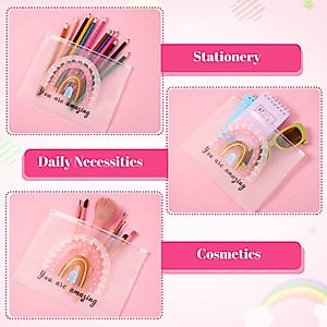 Reginary 50 Pcs Inspirational Gifts Bulk for Women Cosmetic Bag EVA You Are Braver Awesome Makeup Bag Mini Toiletry Bag with Zipper Encouragement Birthday Gift for Friend (Boho Amazing)