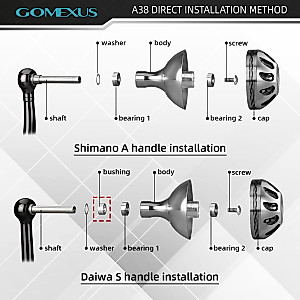 GOMEXUS Power Knob Compatible with Shimano 19 Stradic FL 15 Stradic FK 1000-4000 Stella FJ Daiwa Exist LT Certate LT Luvias LT Direct Fitment Reel Handle Replacement 38mm Metal Round