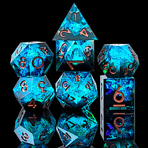 Sharp Edge DND Dice Set Handmade 7 Accessories Dice for Dungeons and Dragons TTRPG Games, Multi-Sided RPG Polyhedral Resin Sharp Edge Dice Roleplaying Games Shadowrun Pathfinder MTG