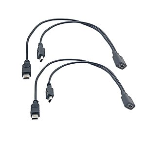 Seadream 2 Pack USB 2.0 Mini 5-Pin Y Splitter Cable,Injection Molding USB 2.0 Mini 5-Pin Female to Dual 2 Male Converter High Speed Charging Cable Cord (2Pack Black)