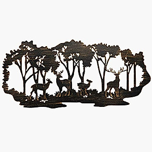 Juegoal Metal Wall Art-Deer in the Forest Wall Decor Hanging for Living Room, Bedroom, Bathroom Indoor Outdoor, 21 x 10 Inch