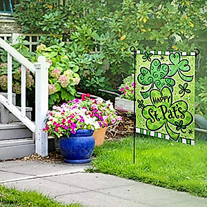 LAYOER 12.5 x 18 Inch st. patrick's Day Clover Garden Flag Shamrocks Decorative Double Sided