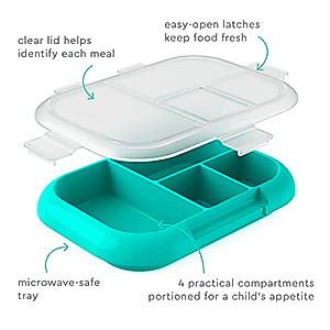 Bentgo® Kids Chill Tray with Transparent Cover - Reusable, BPA-Free, 4-Compartment Meal Prep Container with Built-In Portion Control for Healthy On-the-Go Lunches (Electric Aqua)