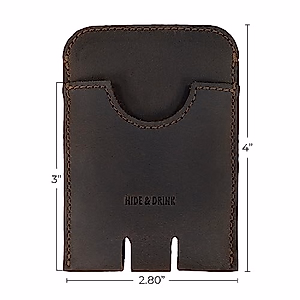 Hide & Drink, Business Push Card Holder, Minimalist Cash Organizer Handmade from Full Grain Leather - Bourbon Brown