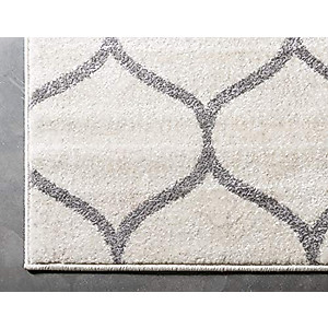 Unique Loom Trellis Frieze Collection Area Rug - Rounded (5' 1" x 8', Ivory/ Gray)