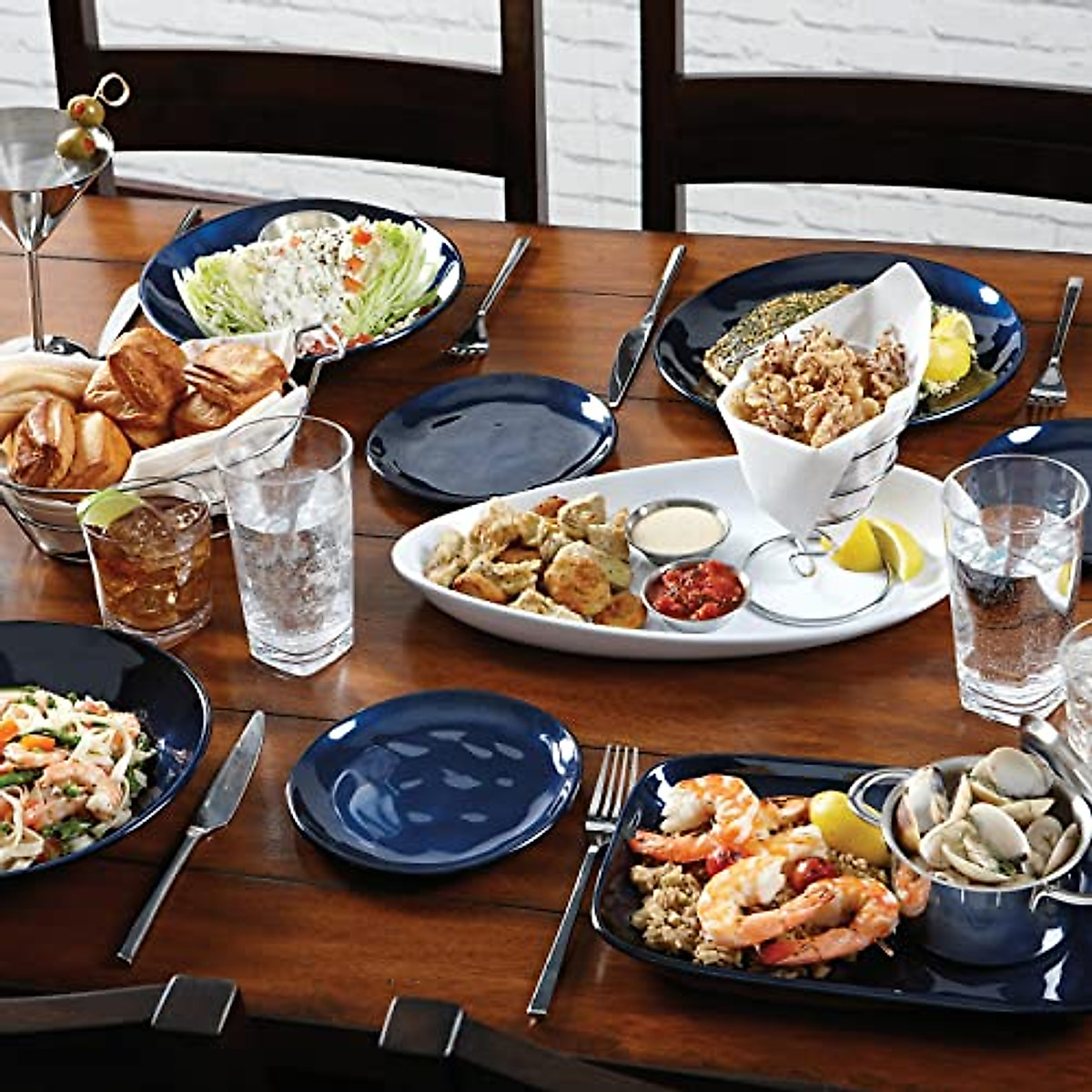 G.E.T. CS-117-CSB-EC Melamine Rectangular Serving Platter, 12" x 7.5", Blue (Set of 4)