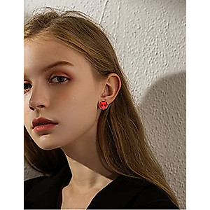 Earrings On Clips Girls Black Spot Red Ear Clips Silver Bug Earrings for Helloween