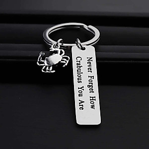 ENSIANTH Crab Keychain Crab Lover Gift Never Forget How Crabulous You are Keychain Crab Jewelry for BFF Traveler Gift (never Crab Key)