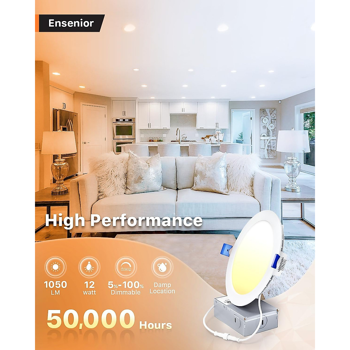 Ensenior 16 Pack 4 Inch LED Recessed Ceiling Light, Dimmable, 2700K Soft White, 750LM 9W 120V, High Brightness Canless Wafer Downlight - ETL&FCC&IC