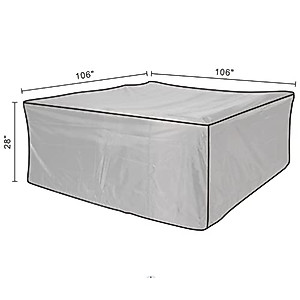 Abrihome® Patio Furniture Covers Outdoor Furniture Cover Waterproof, 600D Garden Table and Chairs Set Covers, Outside Sofa Set Cover for Winter-Black(106''x106''x28'')