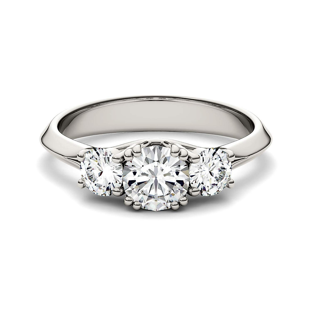 14K White Gold Moissanite by Charles & Colvard 5.5mm Round Engagement Ring-size 8 1.06cttw DEW