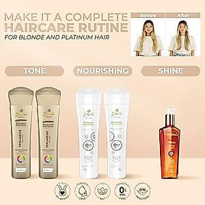 Naissant Set No Yellow Shampoo, Treatment Mask and Argan Oil. Color Care,Hair Intensifier and Damage Repair. Without Salt and Parabens for Blonde Hair (Perla Beige)