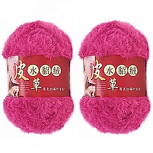 200g Faux Fur Crochet Yarn for Beginners, Fluffy Thick Velvet Crochet Yarn Super Soft Yarn Chunky Yarn for Crocheting Stuffed Animal Dolls Cushions Hats, 100g/Roll