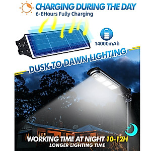 FUHONGRUI 200W Solar Street Light 6000LM Solar Flood Lights Outdoor Dusk to Dawn Flood Lights Outdoor with Motion Sensor and Remote Control 2 Pack