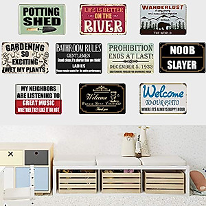 FSTIKO Life is Better on The River Vintage Tin Bar Sign Farmhouse Wall Home Decor Garden Decorative Plaque for Living Room, Bedroom or Bathroom 8X12Inch