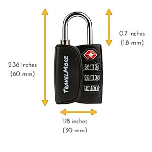 Open Alert Indicator TSA Approved 3 Digit Luggage Locks to Lock Travel Suitcase (6 Pack, Black)