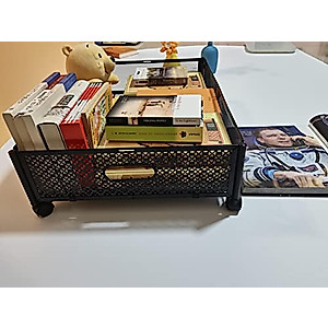 WenkeDigi Under-Bed Storage Organizer Foldable Metal Mesh Under-Bed Containers Bin With Rolling Wheels and Dust Proof Fabric Storage Bag, 2 Pack Black