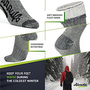 Alvada Merino Wool Hiking Socks Thermal Warm Crew Winter Boot Sock For Men Women 3 Pairs SM