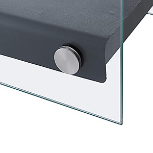 Danya B. Rectangular Tabletop Smokeless Fireplace with Clear Glass Panels, Indoor/Outdoor Use, Ventless, Portable, 7.5" H x 6.75" D x 13.25" W, Modern Matte Black Metal Fire Pit, Bio-Ethanol Fuel